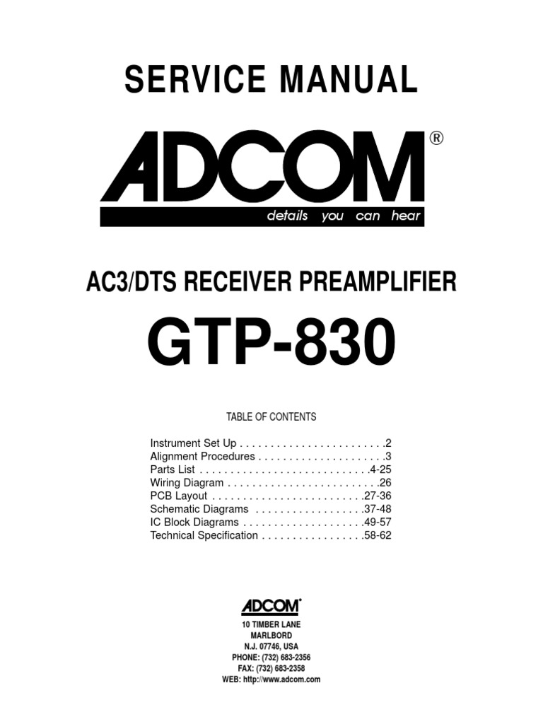 Adcom gtp-830 SM | PDF | Frequency Modulation | Electricity