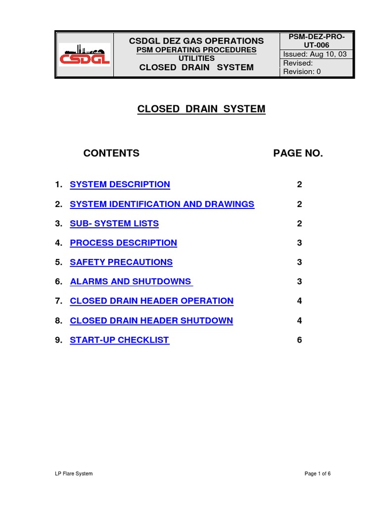 Closed Drain System | PDF | Pump | Gas Technologies