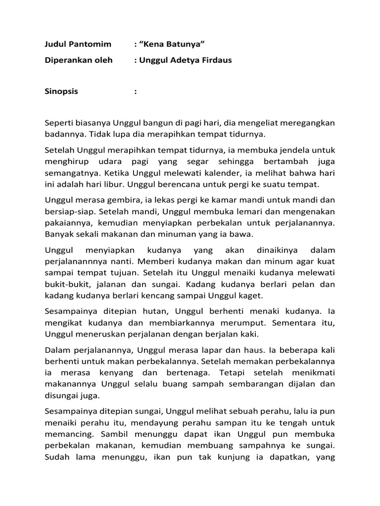 SINOPSIS Pantomim | PDF