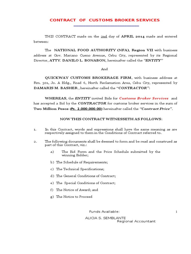 Sample Contract | Download Free PDF | Customs | Invoice