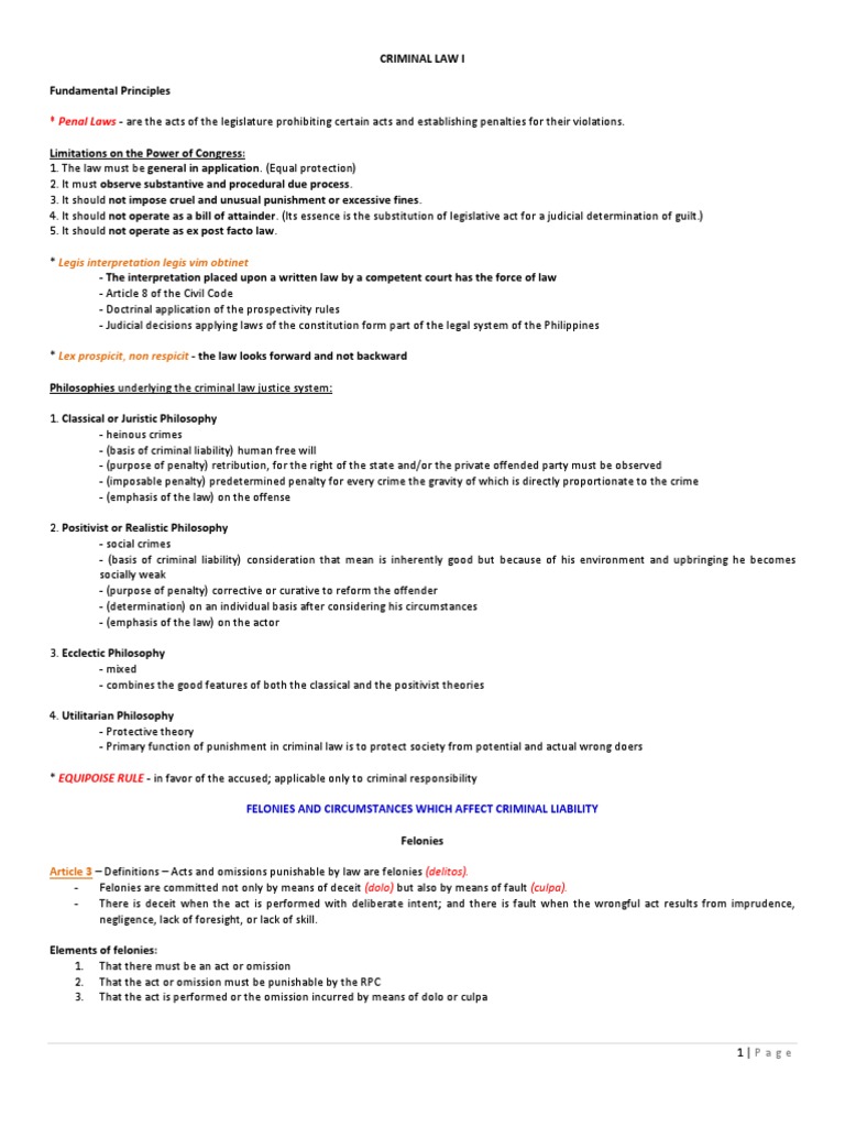 Criminal Law Book 1 Reviewer For Reyes | PDF | Conspiracy (Criminal ...