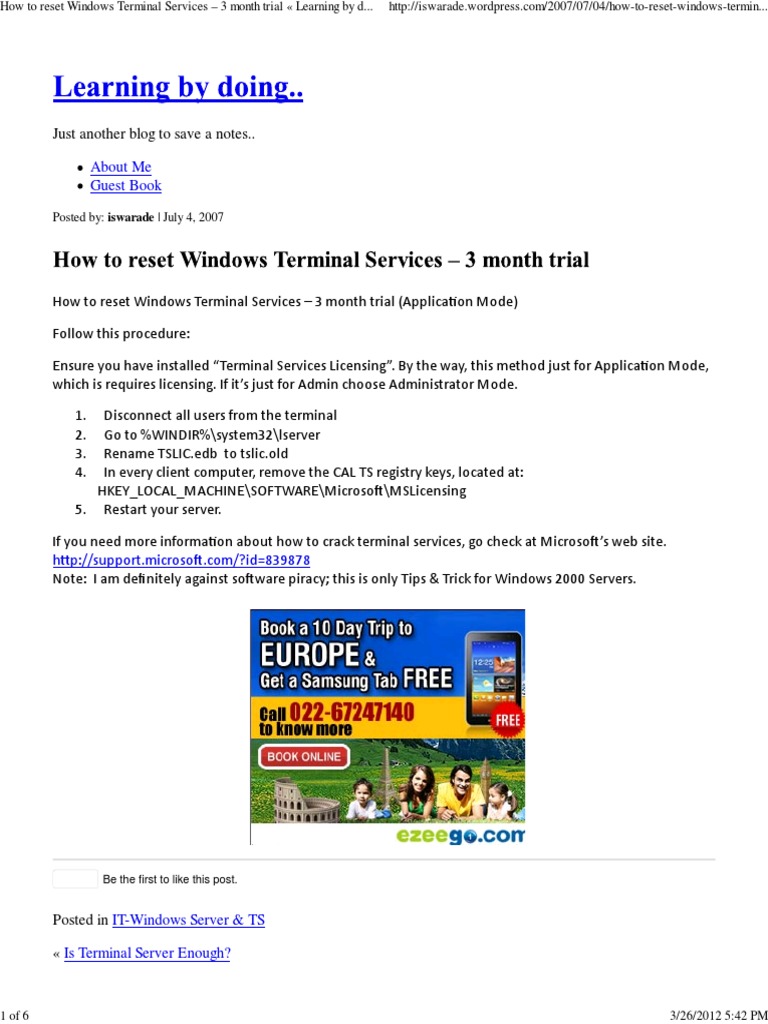 Terminal Server (RDP) License Extend | PDF