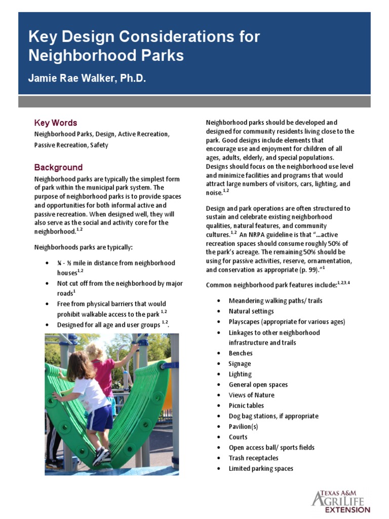 Neighborhood Park Design | PDF | Parks | Trail