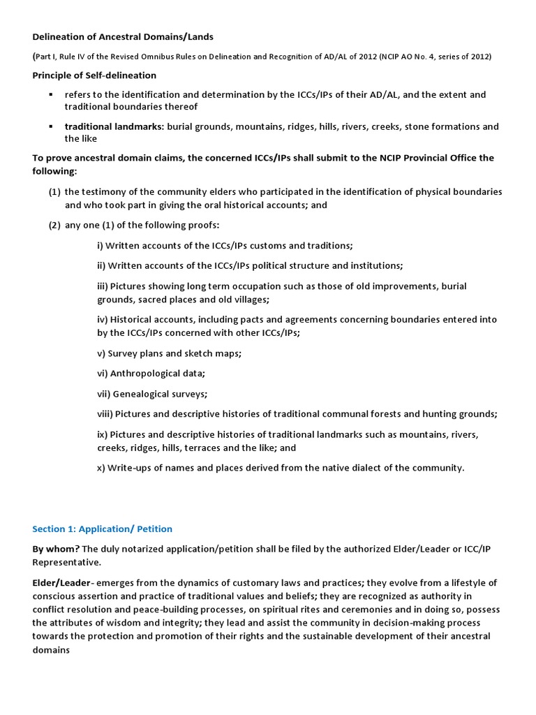 Guidelines for the Delineation and Recognition of Ancestral Domains and ...