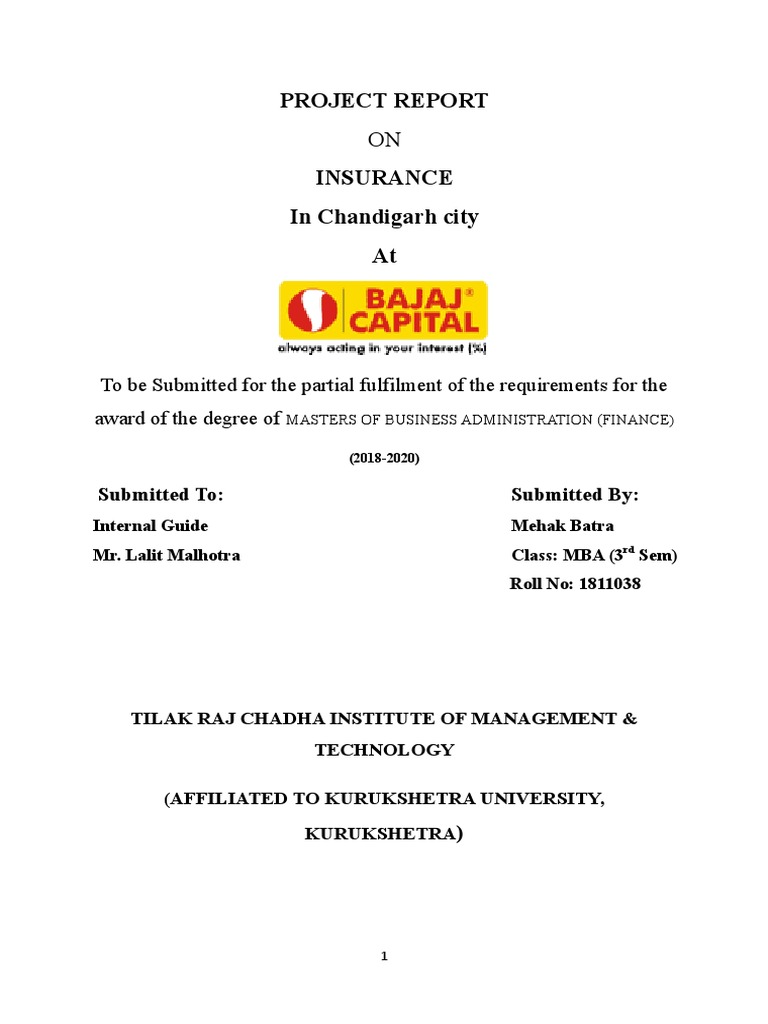 Project Report: To Be Submitted For The Partial Fulfilment of The ...