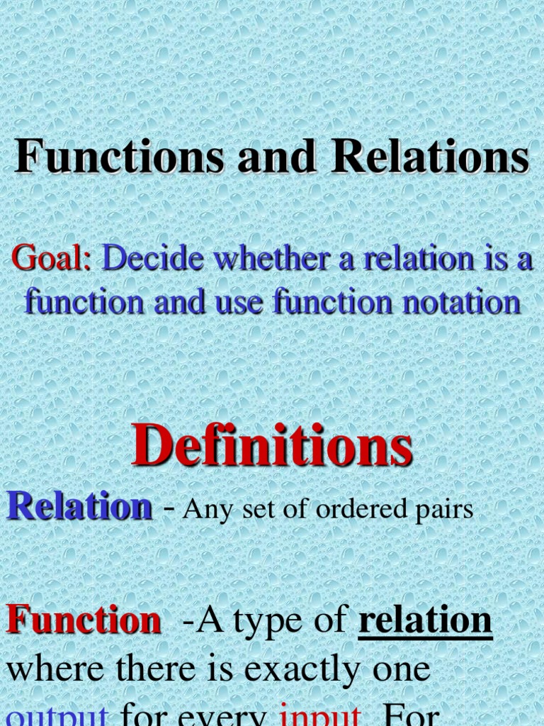 Functions and Relations: Decide Whether A Relation Is A Function and ...