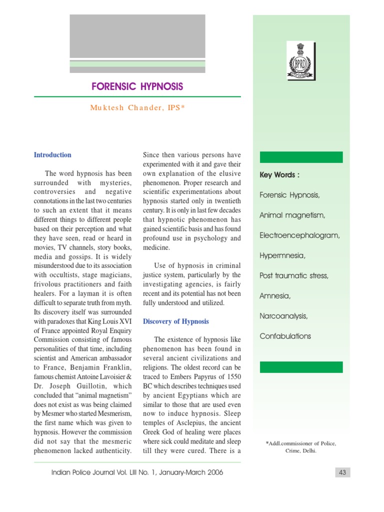 Forensic Hypnosis | PDF | Hypnosis | Clinical Psychology