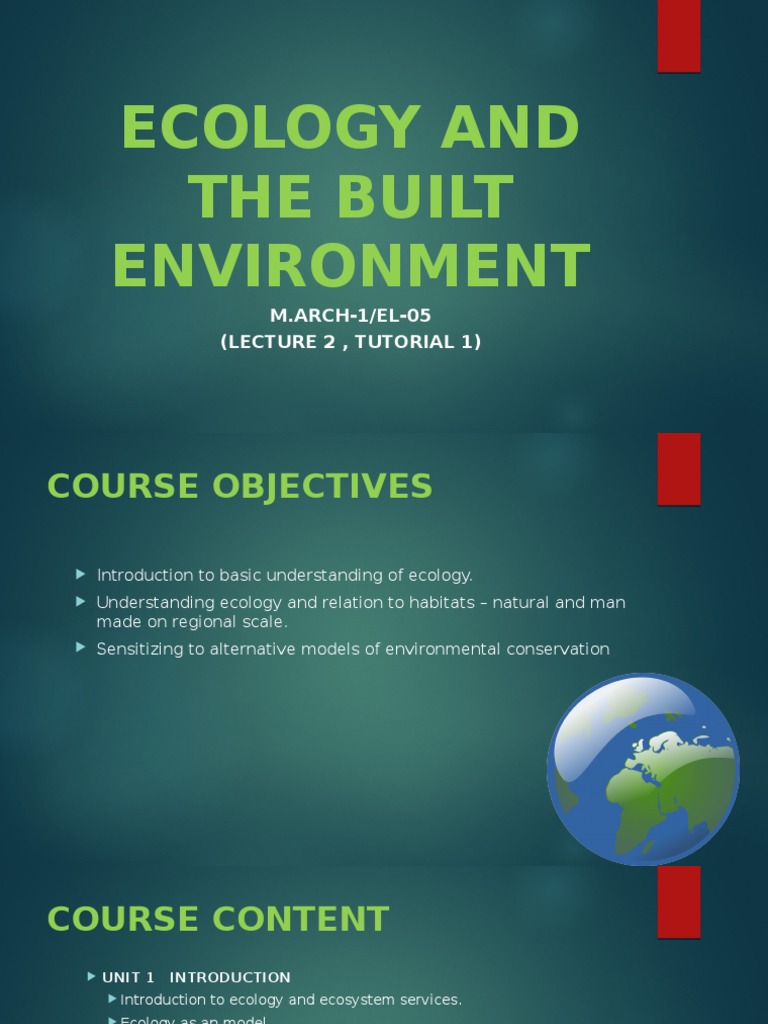 Ecology and The Built Environment | PDF | Ecology | Ecosystem