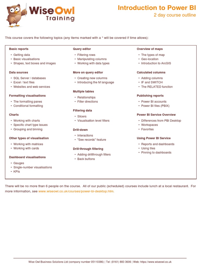 Introduction To Power BI: 2 Day Course Outline | PDF | Arc Gis ...