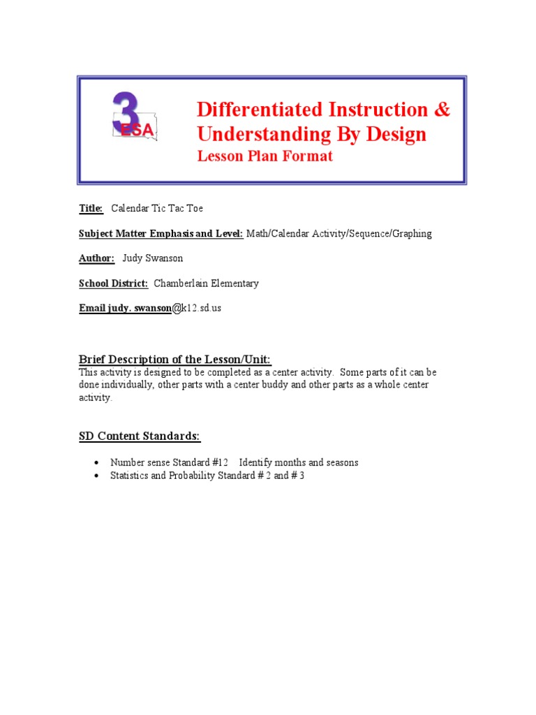Differentiated Instruction & Understanding by Design: Lesson Plan ...