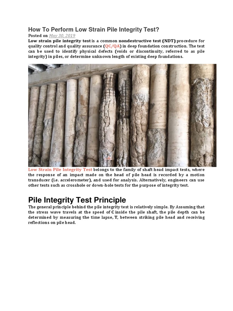 How To Perform Low Strain Pile Integrity Test | PDF | Deep Foundation ...