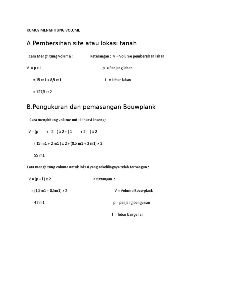 Rumus Menghitung Volume Pekerjaan | PDF