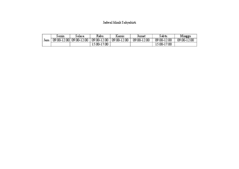 Jadwal Klinik Sakyakirti | PDF