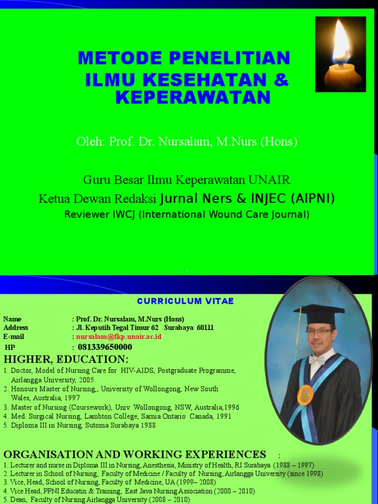 Metode Penelitian Ilmu Kesehatan & Keperawatan: Oleh: Prof. Dr ...