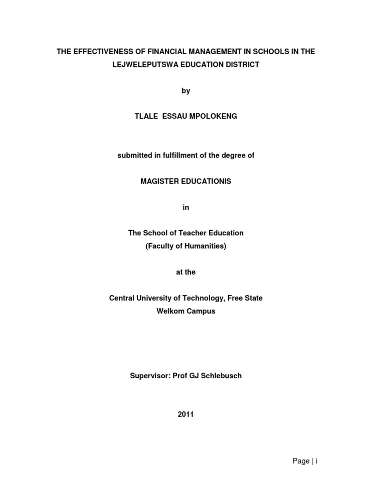 Financial Management In School Pdf Leadership Poverty