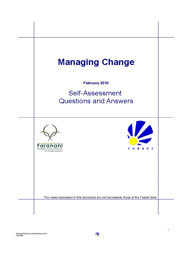 Managing Change: Self-Assessment Questions and Answers | PDF | Change ...