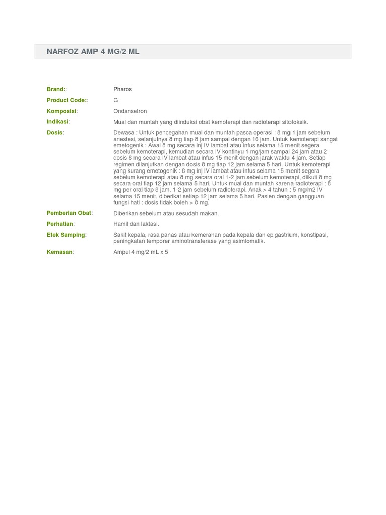 Injeksi Narfoz Amp 4 MG | PDF | Kesehatan Holistik
