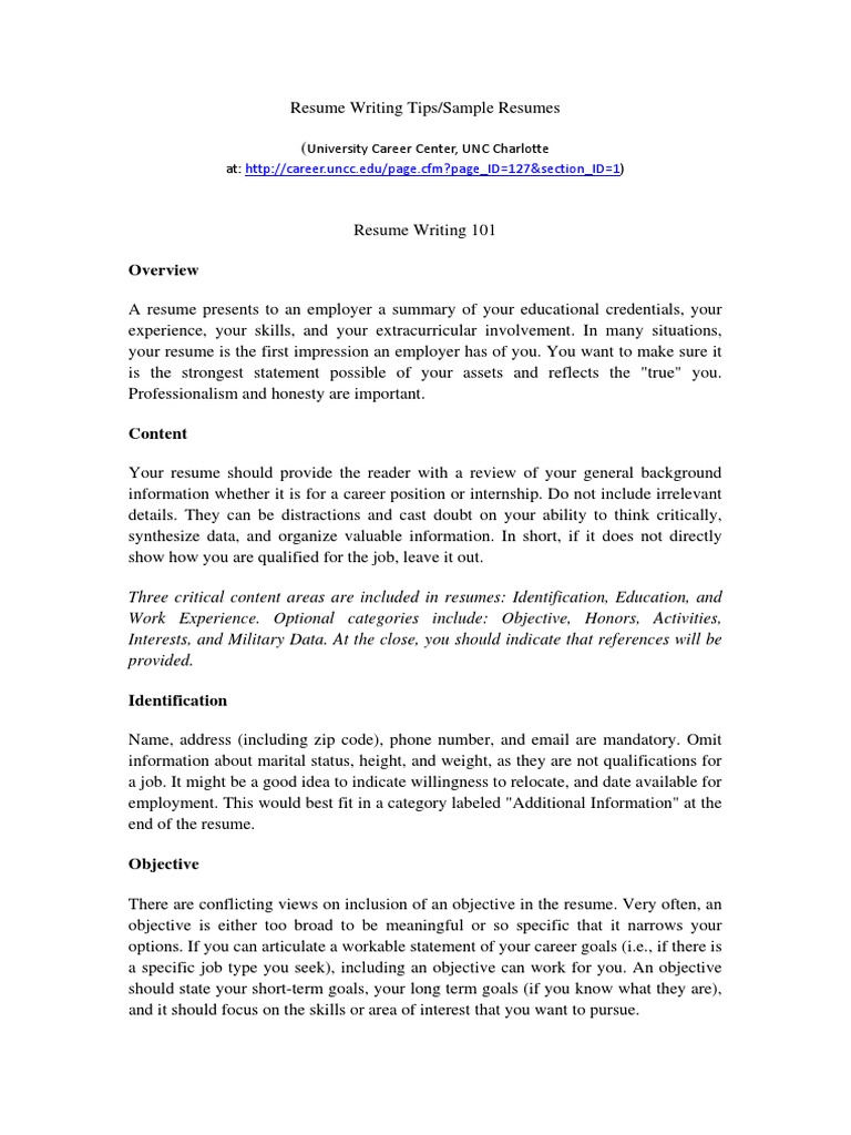 University Career Center, UNC Charlotte At:) | PDF | Résumé | Employment