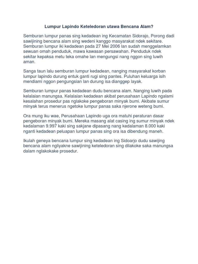 Teks Eksposisi Bahasa Jawa | PDF