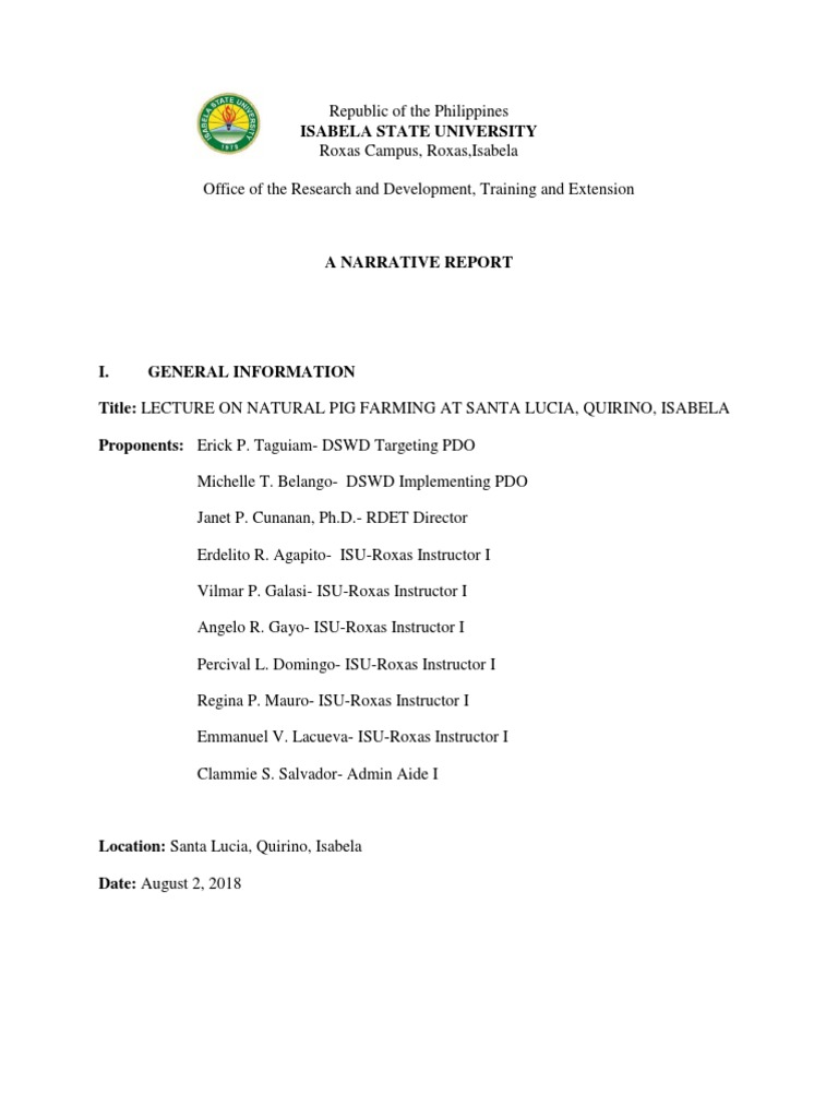 Natural Pig Farming - Narrative Report | PDF | Domestic Pig | Pig