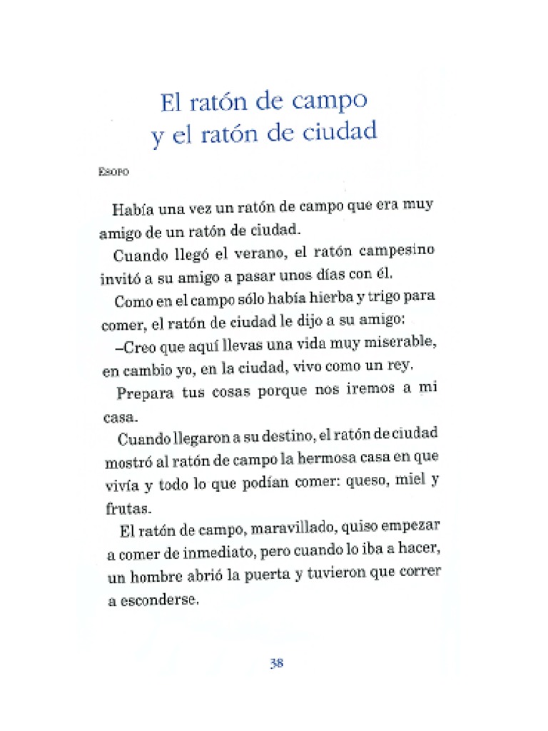 2°básico - Texto y Actividad - El Ratón de Campo y El Ratón de Ciudad | PDF