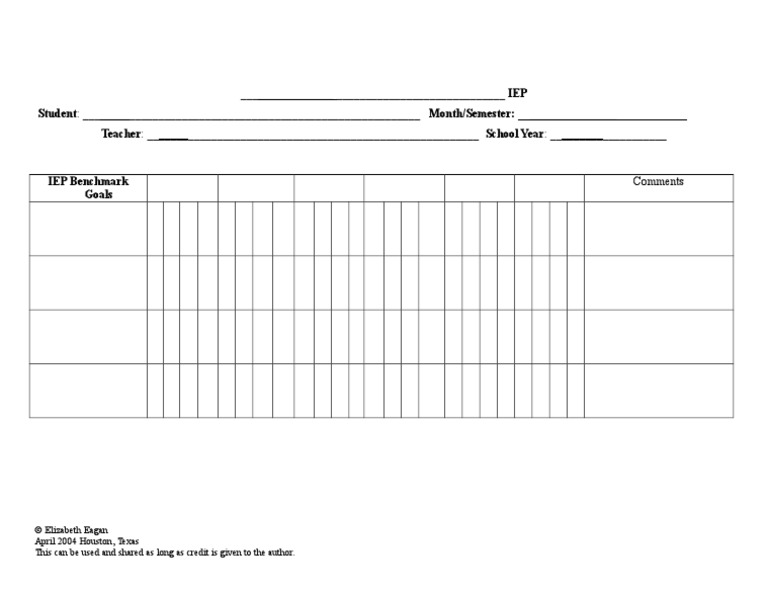 Individualized Education Program (IEP) Goals and Progress Report for ...