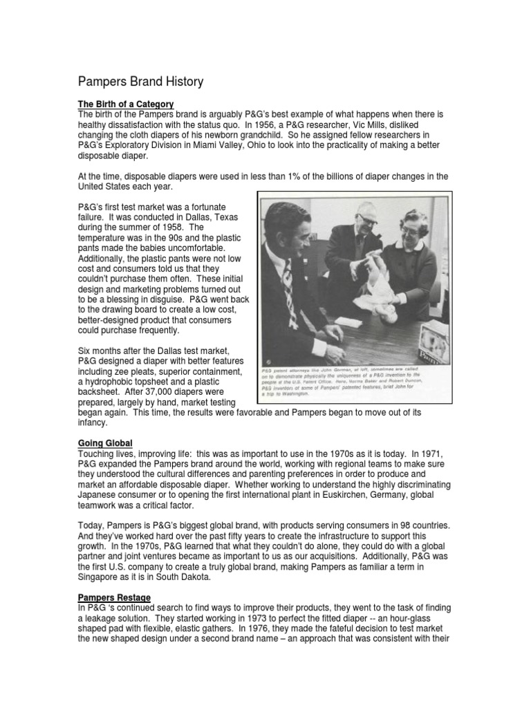 Pampers Brand History: The Birth of A Category | PDF | Diaper | Procter ...