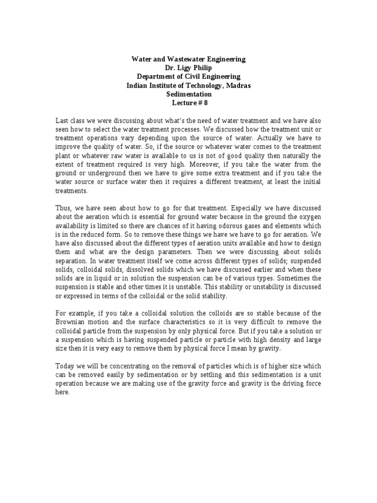 Lec8 PDF | PDF | Sewage Treatment | Reynolds Number