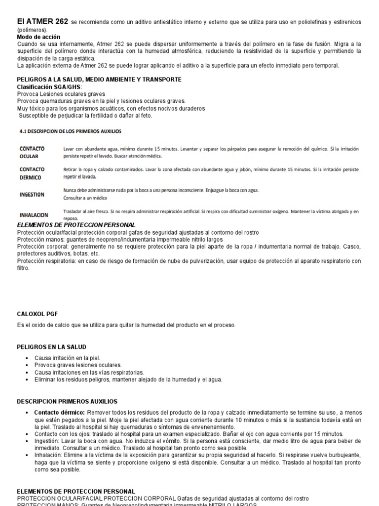 Cuidados Seguridad ATMER y Caloxol | PDF | Agua | Bienestar