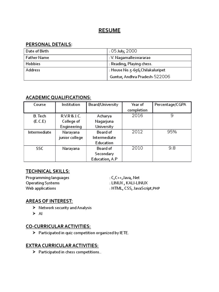 Job Application Resume | PDF