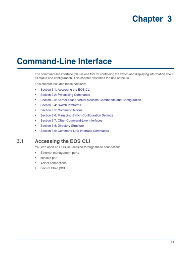 3.1 Accessing The EOS CLI | PDF | Command Line Interface | Network Switch