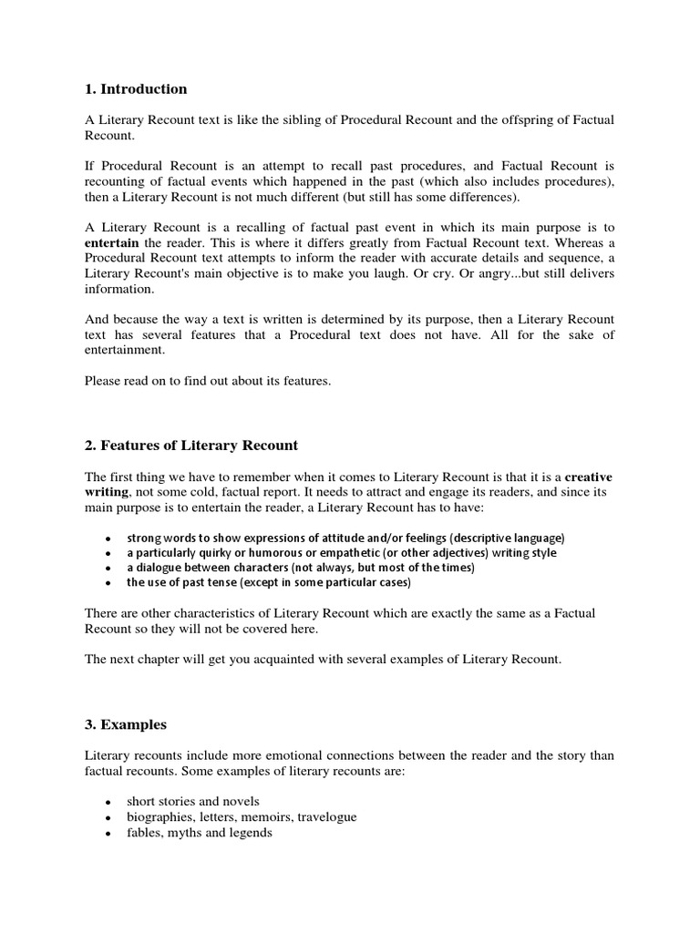 Literary Recount Text | Paragraph