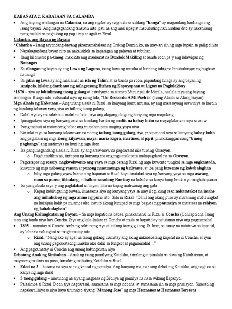 Rizal Kabanata 2 | PDF