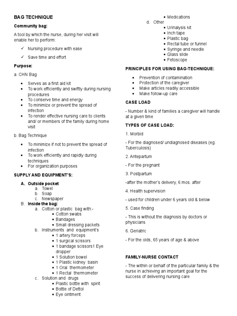 Bag Technique | Download Free PDF | Caregiver | Health Care