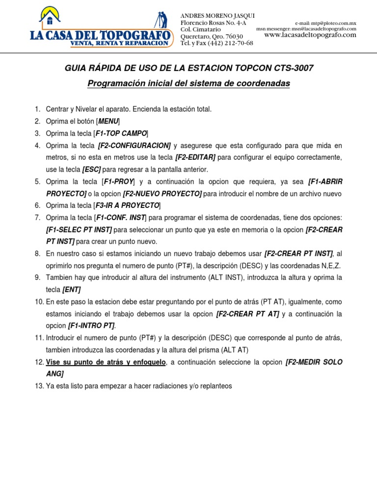Manual de Usuario Estacion Total TOPCON SERIE GPT-3000 | PDF ...