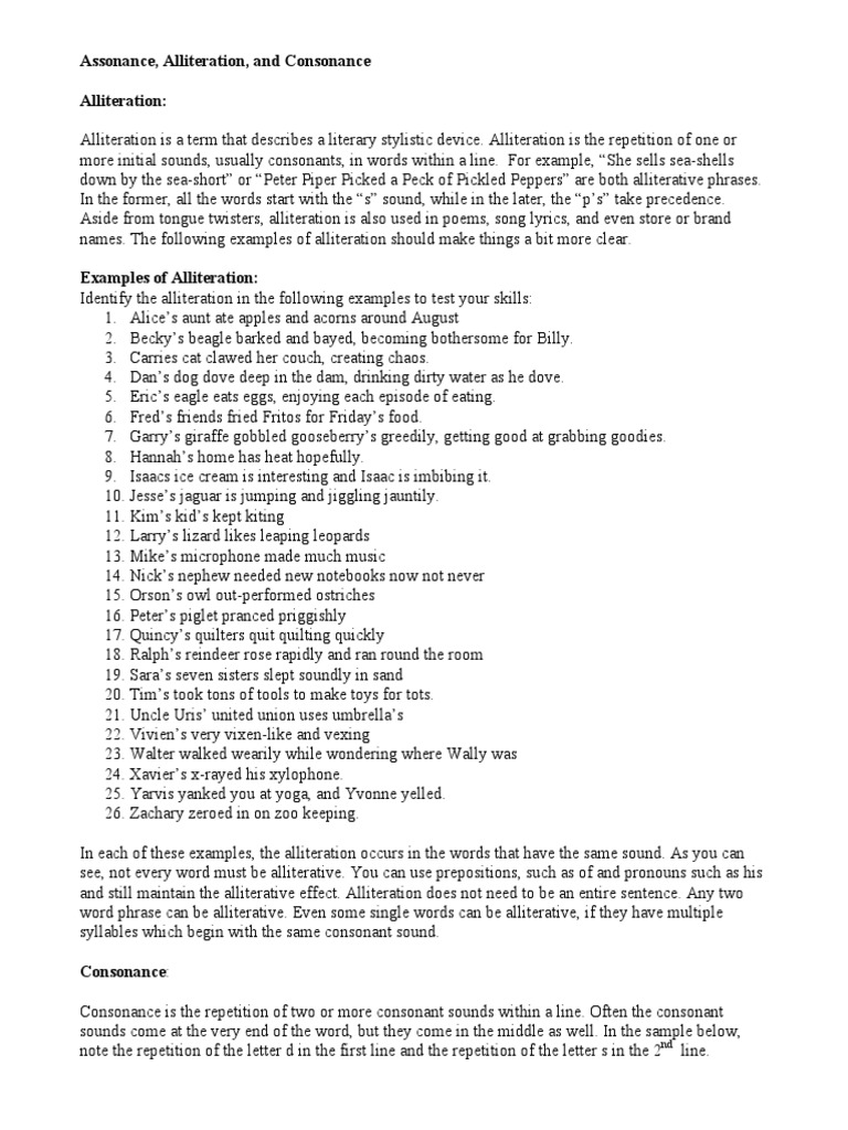 Assonance Alliteration Consonance DDDDD | PDF | Poetics | Poetry