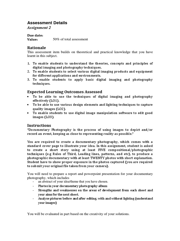 Assignment 2: Assessment Details | PDF | Digital Imaging | Adobe Photoshop
