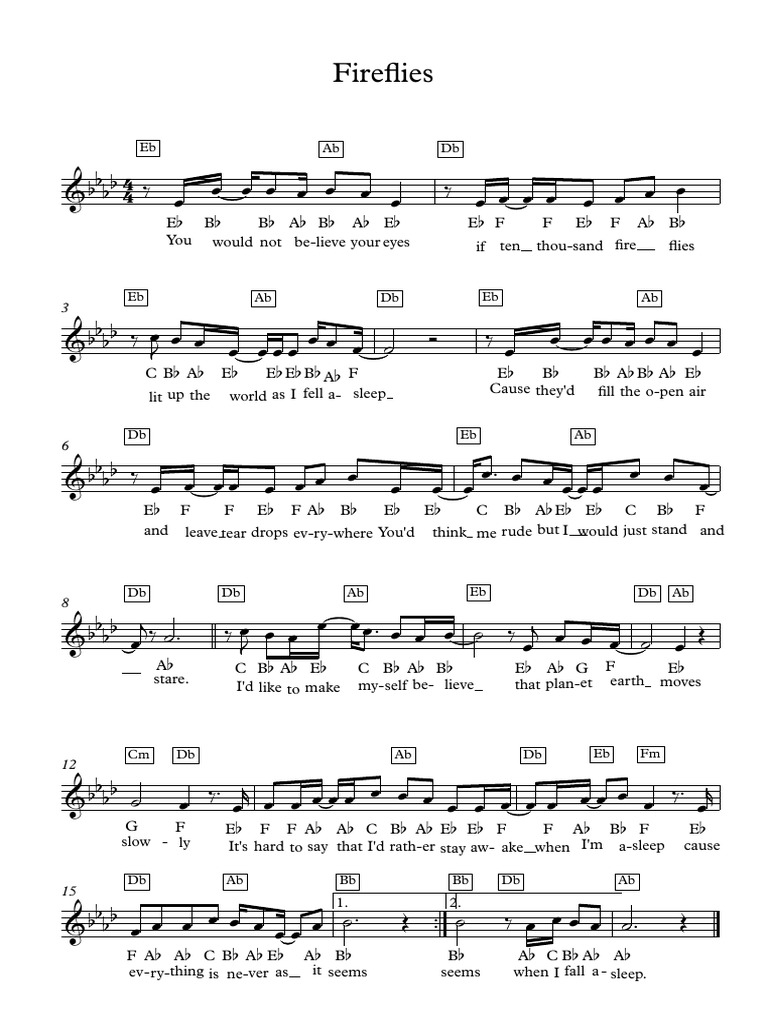 Fireflies - Keyboard | PDF