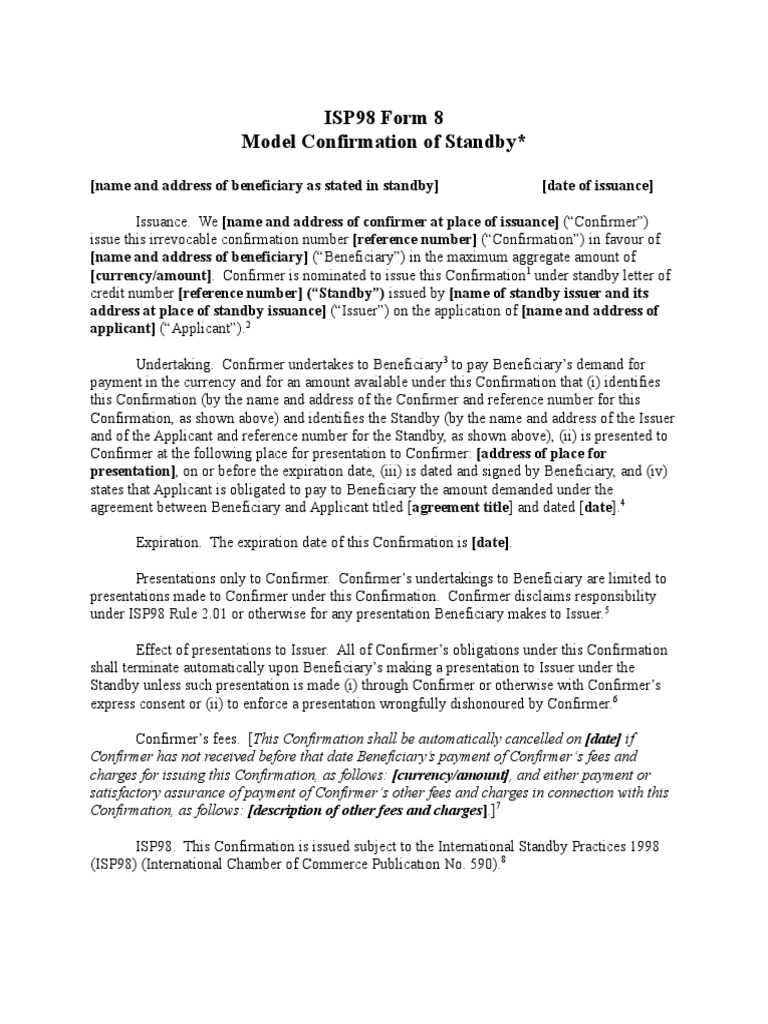 Isp98 Confirming Undertaking | PDF | Letter Of Credit | Government
