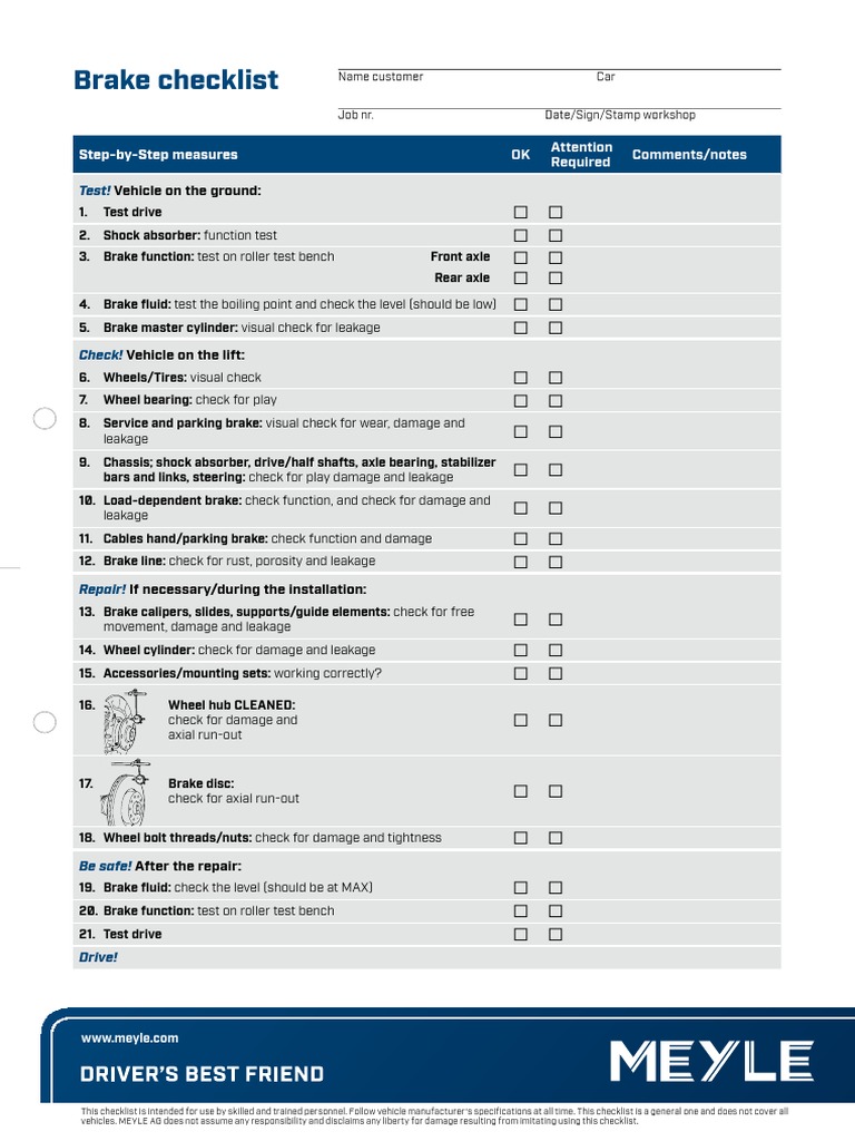 Brake Checklist A4 L en | PDF | Axle | Brake