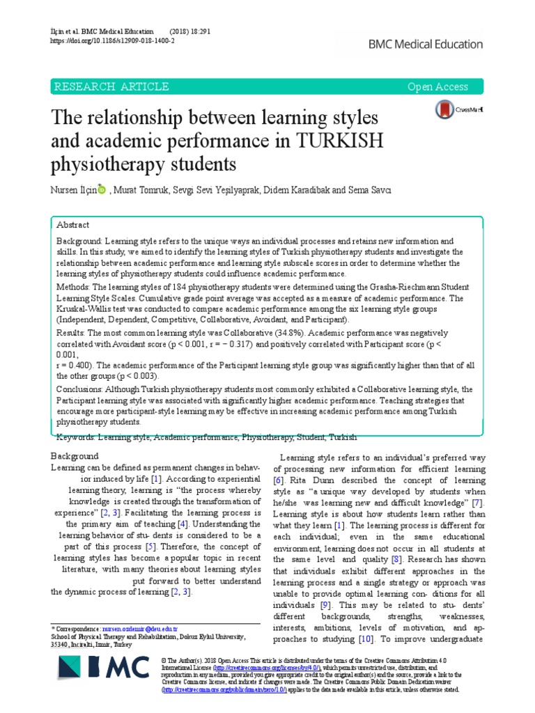 The Relationship Between Learning Styles and Academic Performance in ...