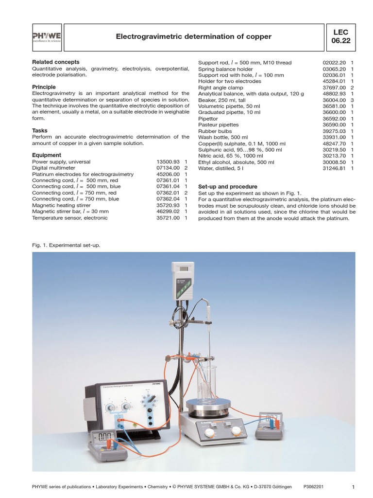 LEC 06.22 Electrogravimetric Determination of Copper: Related Concepts ...