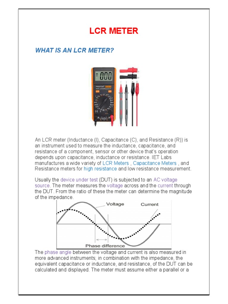 LCR Meter PDF | PDF | Capacitor | Quantity