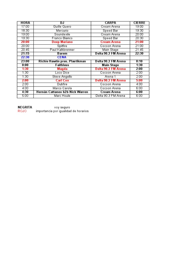 Festival DJ Schedule and Lineup | PDF