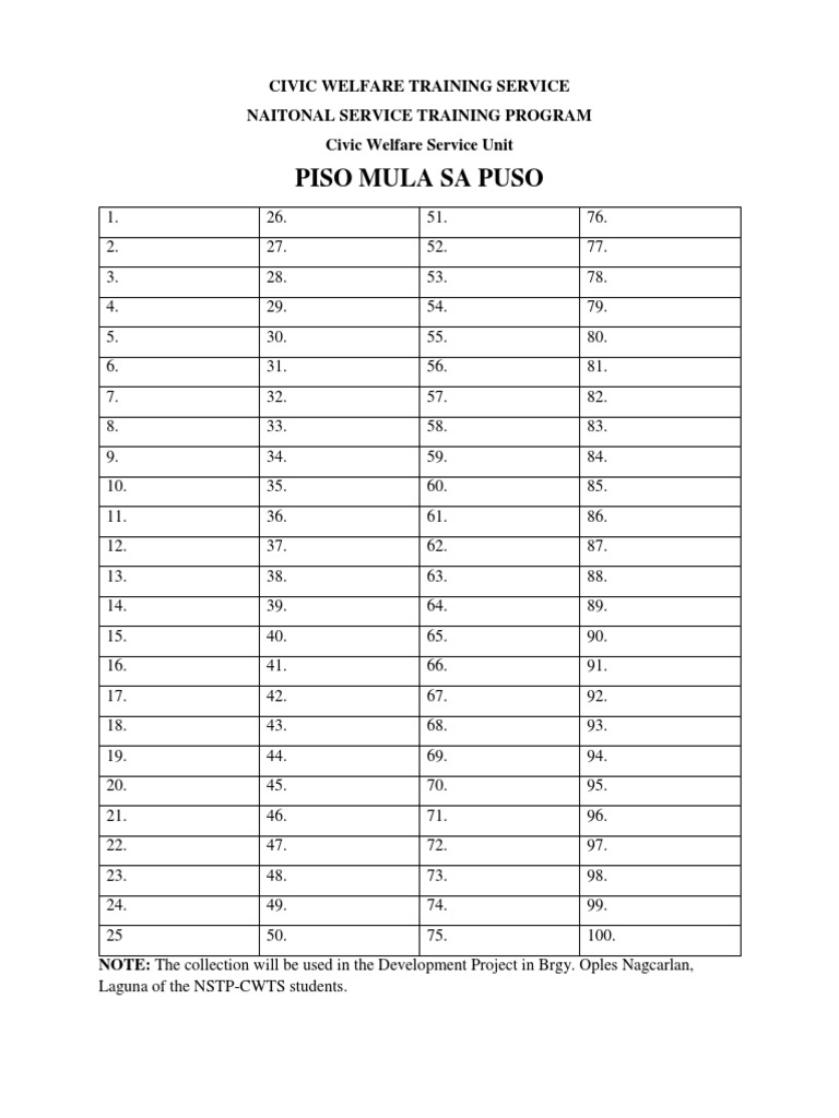 Piso Sheet