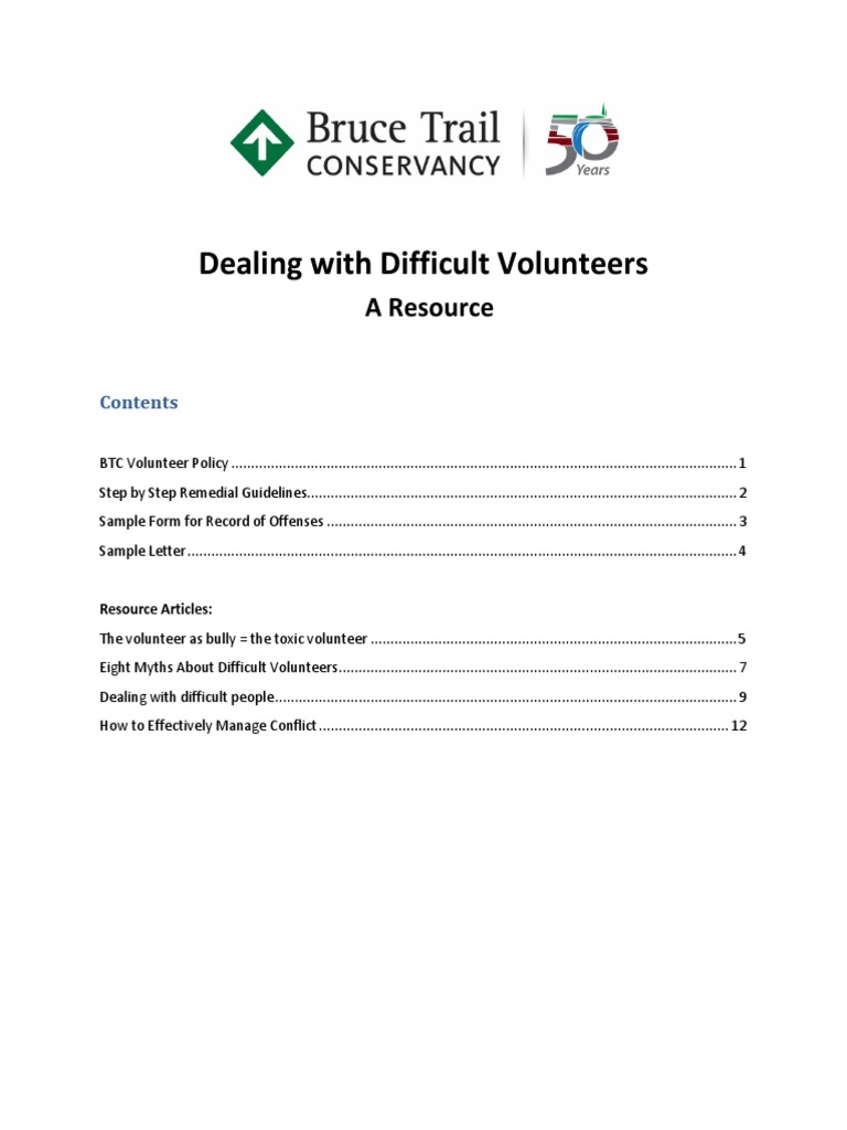 Dealing With Difficult Volunteers | PDF | Workplace Bullying | Board Of ...