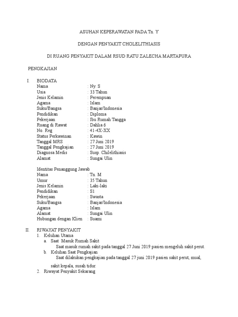 Asuhan Keperawatan Cholelithiasis | PDF | Kesehatan Holistik