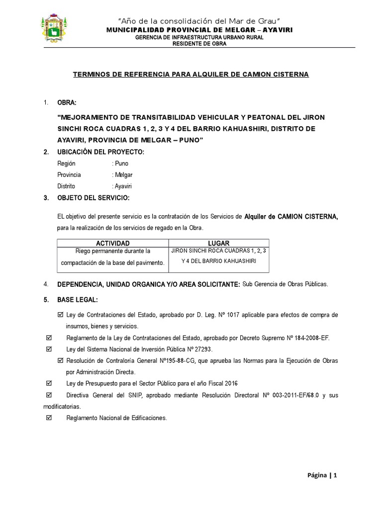 TDR CAMIÓN CISTERNA.docx | PDF | Naturaleza