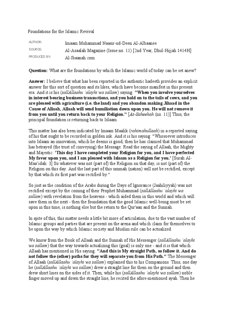 Foundations For The Islamic Revival | PDF | Prophets And Messengers In ...