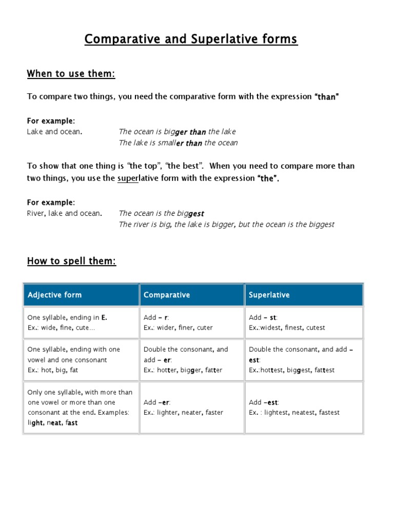 Comparative and Superlative Forms | PDF | Language Arts & Discipline